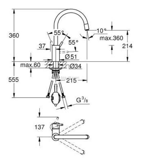 ברז מטבח נשלף קונצטו מבית גרואה אחריות יבואן רישמי