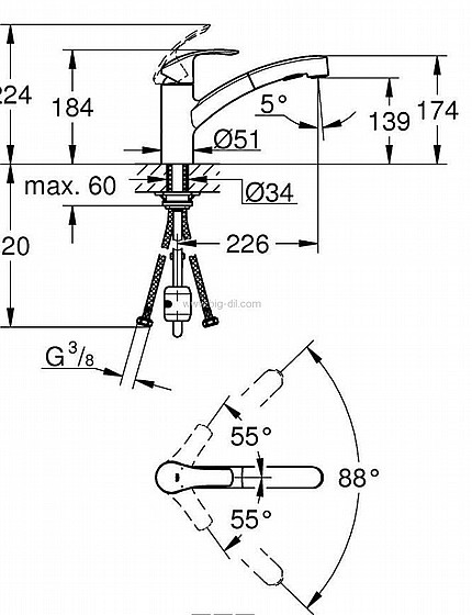 ברז נשלף למטבח 30305000 גרואה | - ביג דיל