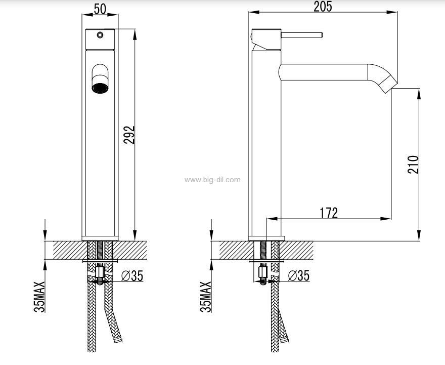 ברז פרח לכיור מונח רובי 49812 מדגל גרפיט | - ביג דיל