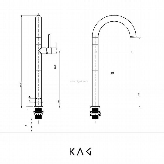 ברז גבוה במיוחד לכיור מונח ניקל מבריק-9916H | - ביג דיל