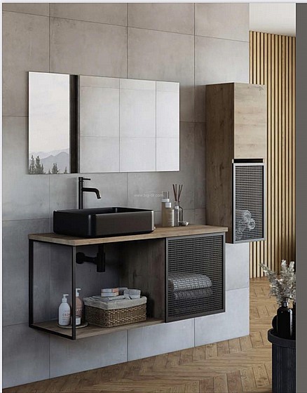 ארון אמבטיה NEVALY 100-120-כולל כיור מונח | - ביג דיל